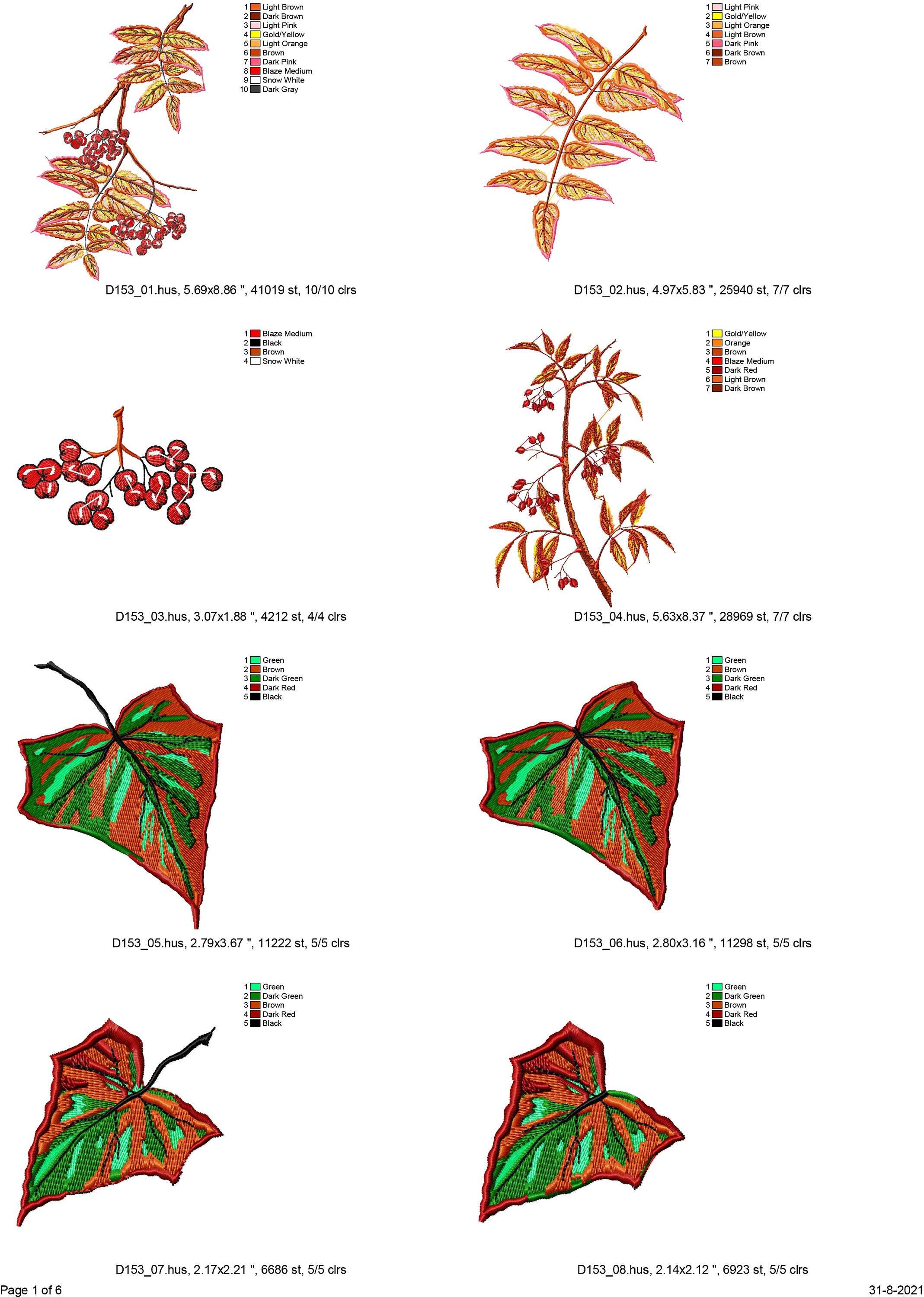 44 Autumn Machine Embroidery Designs Fall Leaf Embroidery - Etsy