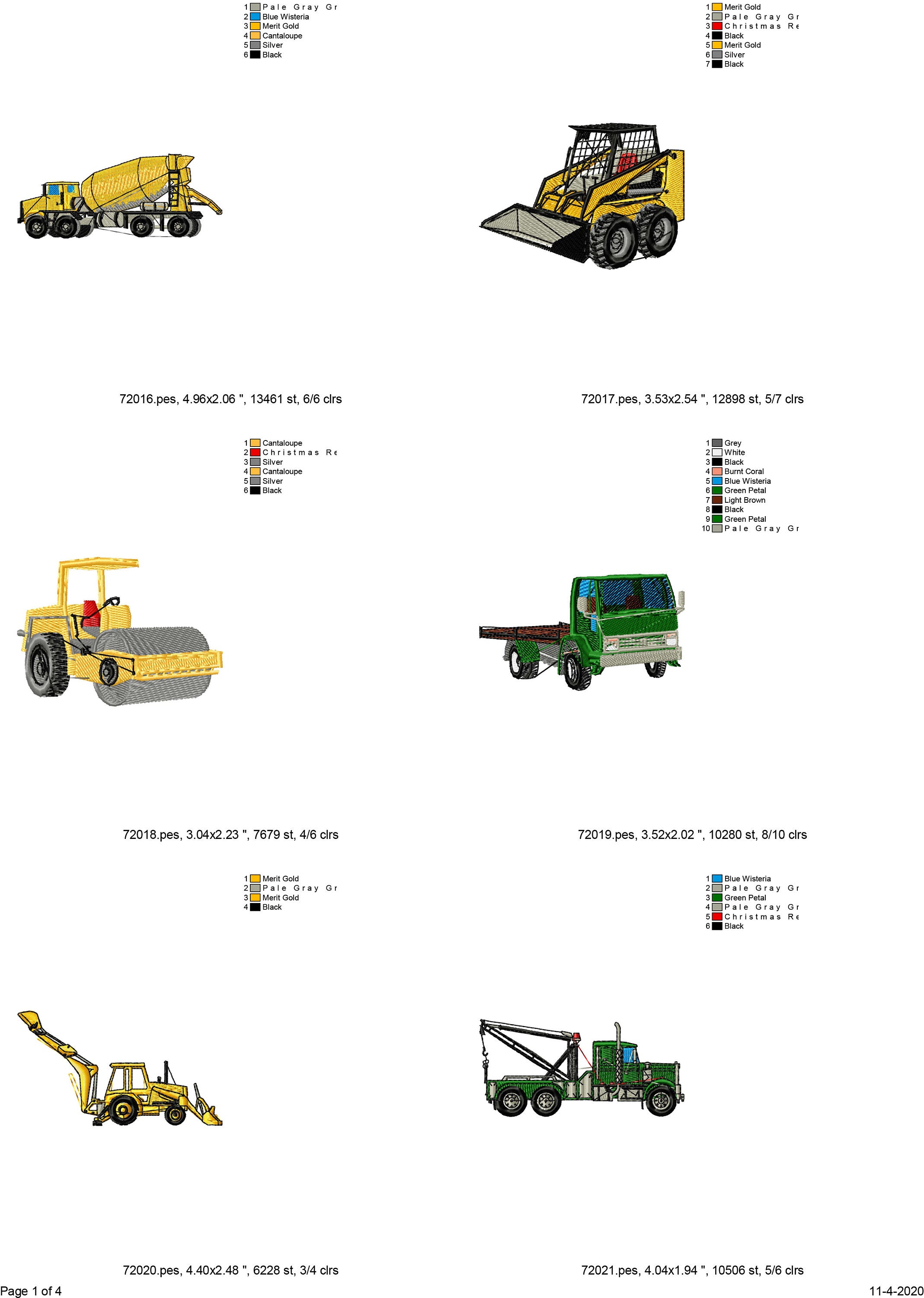 19 Heavy Equipment Machine Embroidery Designs, Construction Vehicles ...