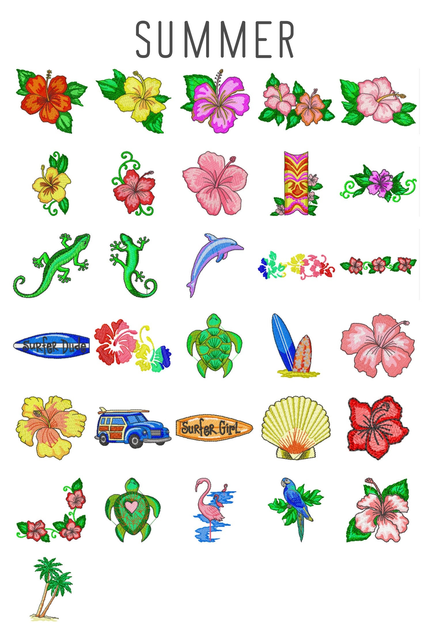 31 Tropical Summer Machine Embroidery Designs Hibiscus Flower - Etsy