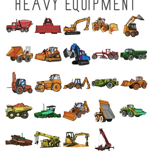 20 Heavy Equipment Machine Embroidery Designs Construction - Etsy