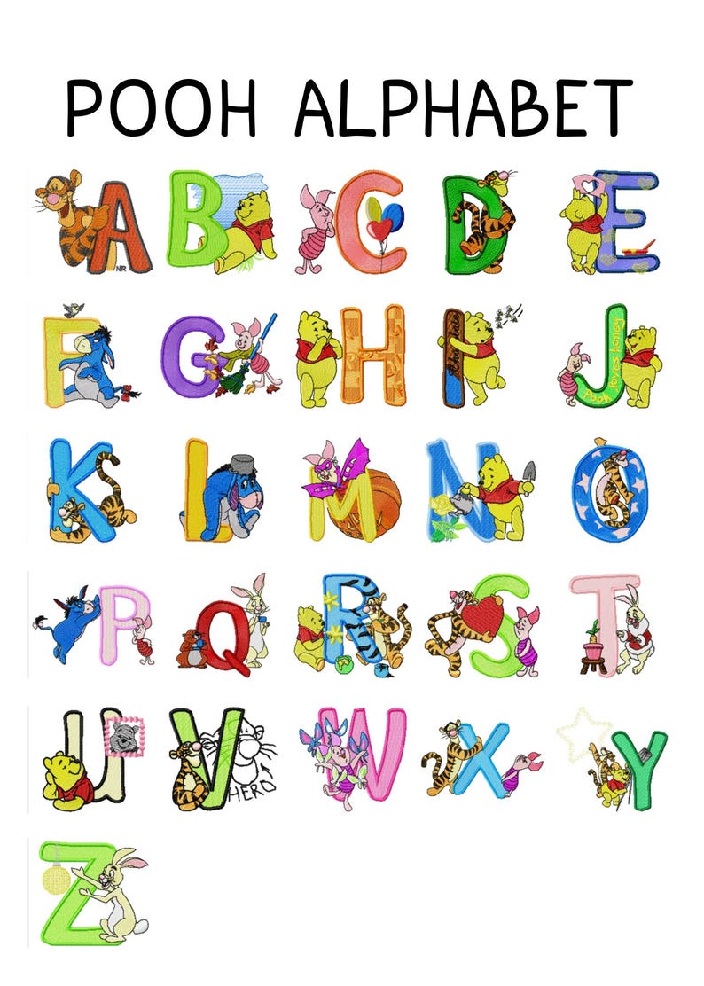 Winnie the Pooh Alphabet Embroidery Designs, Winnie the Pooh Embroidery ...