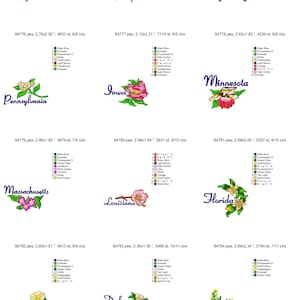 50 State Flowers Machine Embroidery Designs, Floral Embroidery Design ...
