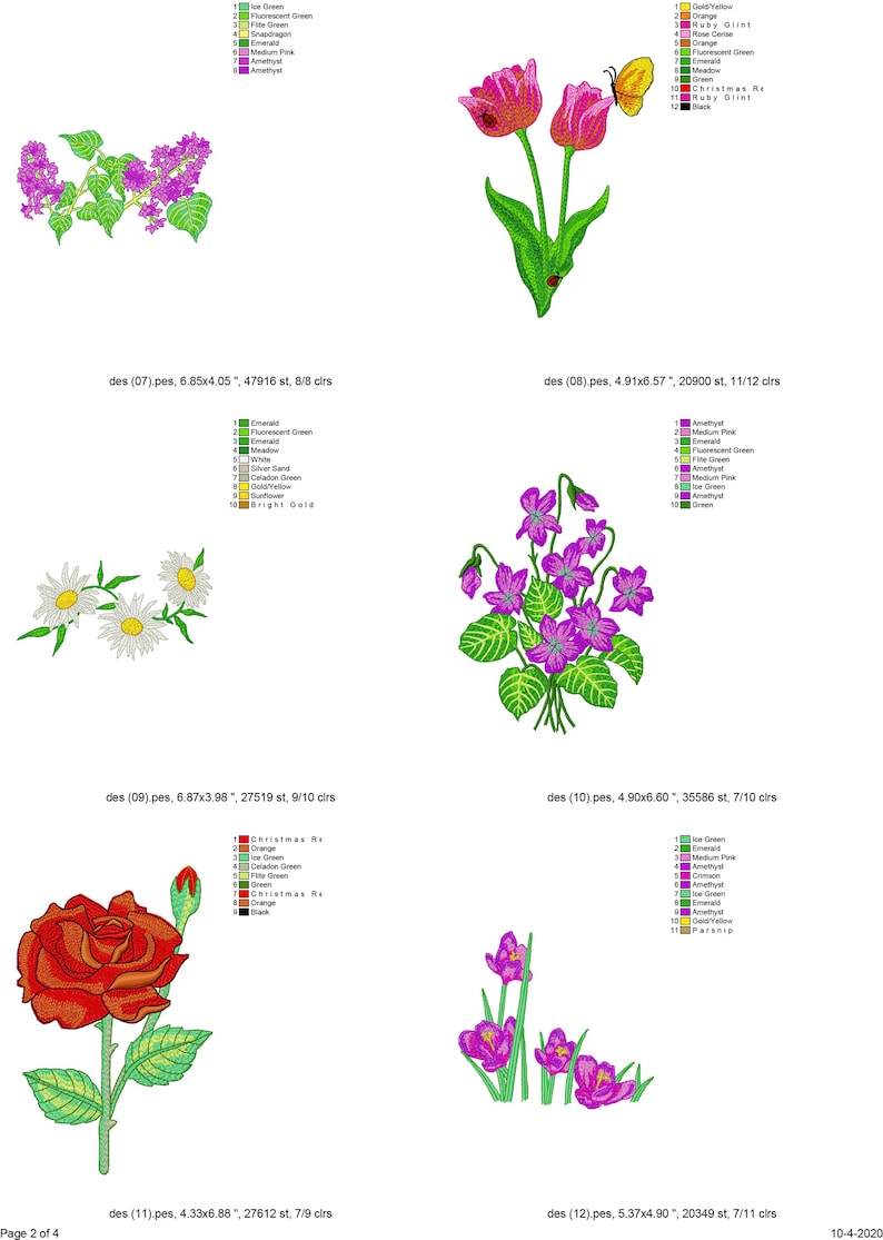 24 LARGE Flower Machine Embroidery Designs, Floral Embroidery Design ...