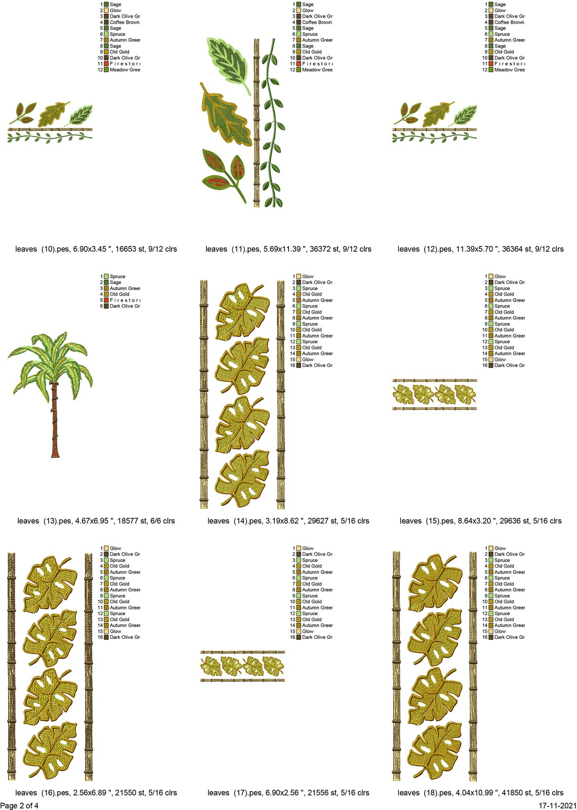 35 Leaf Machine Embroidery Designs, Leaves Embroidery, Embroidery ...