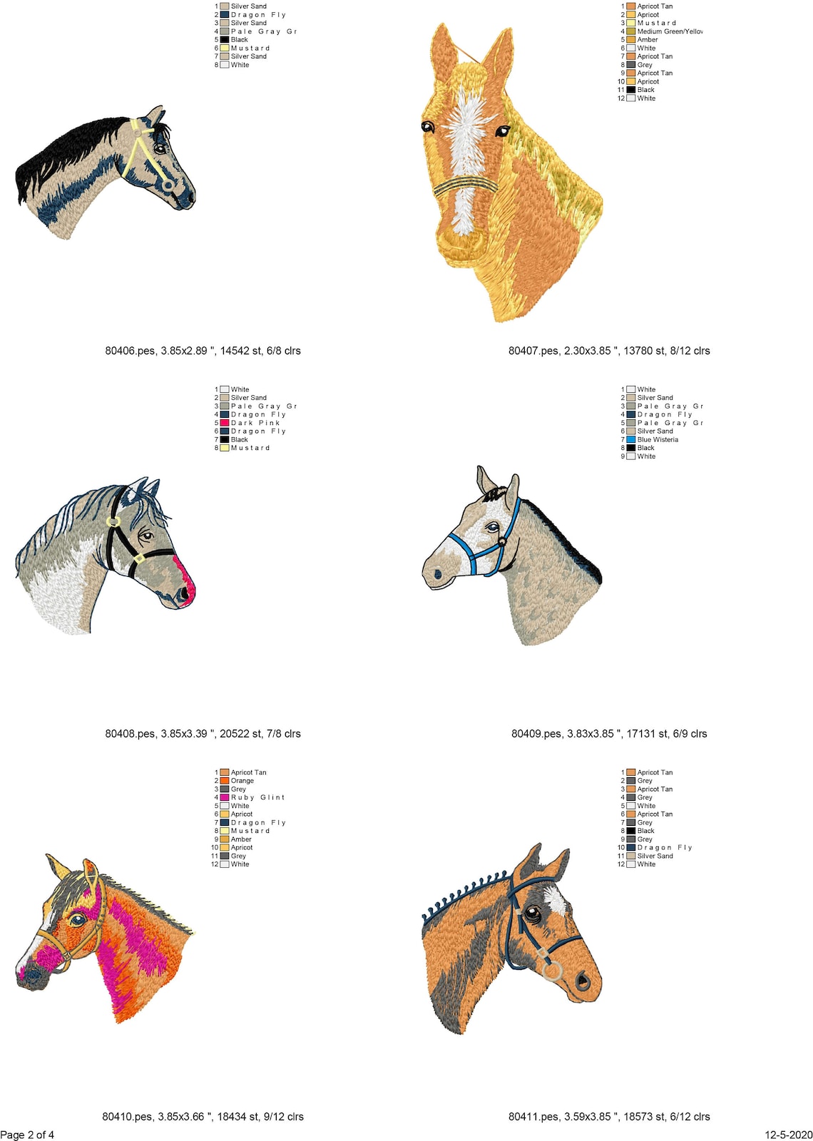 20 Horse Machine Embroidery Designs Animal Embroidery | Etsy