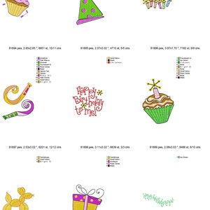 20 Birthday Party Machine Embroidery Designs, Birthday Cake Embroidery ...