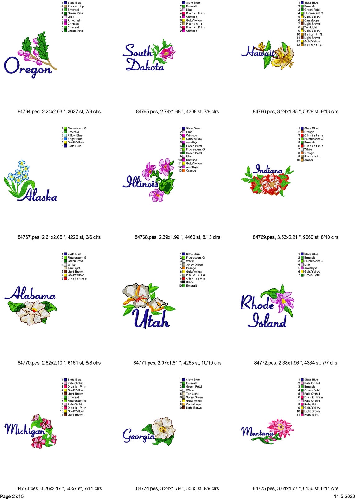 50 State Flowers Machine Embroidery Designs Floral Embroidery - Etsy