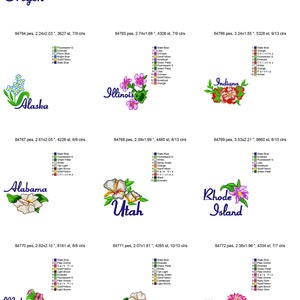 50 State Flowers Machine Embroidery Designs, Floral Embroidery Design ...
