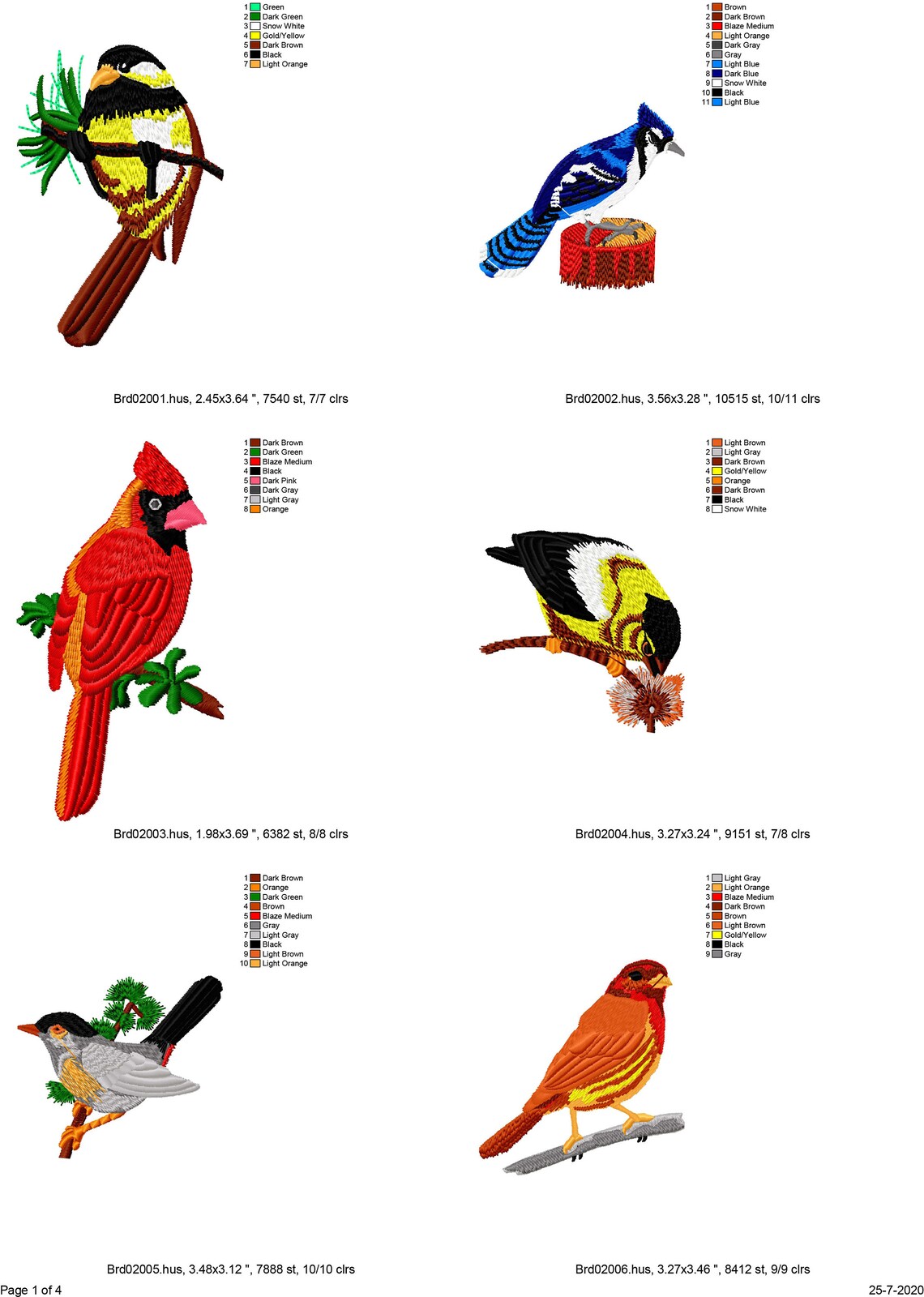 20 Song Birds Machine Embroidery Designs, Bird Embroidery Design ...