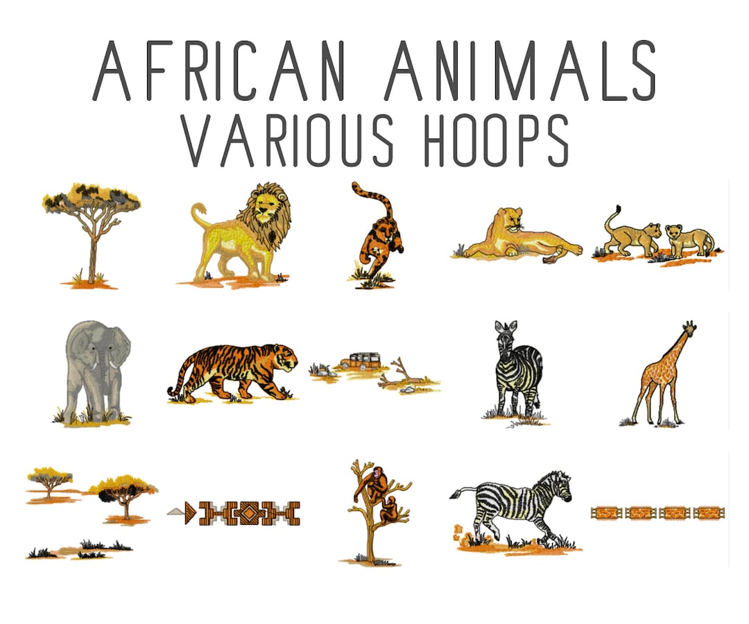 15 African Animal Machine Embroidery Designs, Animal Embroidery, Lion ...