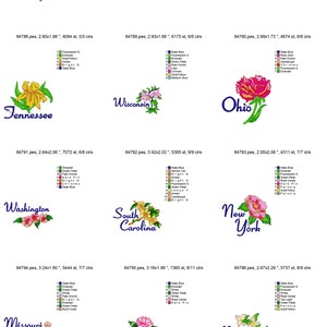 50 State Flowers Machine Embroidery Designs, Floral Embroidery Design ...