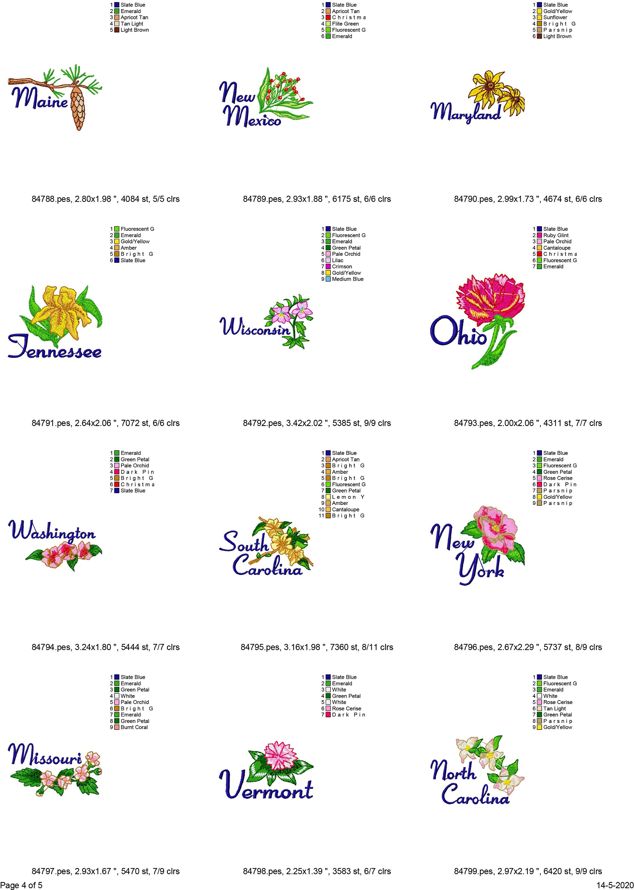 50 State Flowers Machine Embroidery Designs Floral Embroidery - Etsy