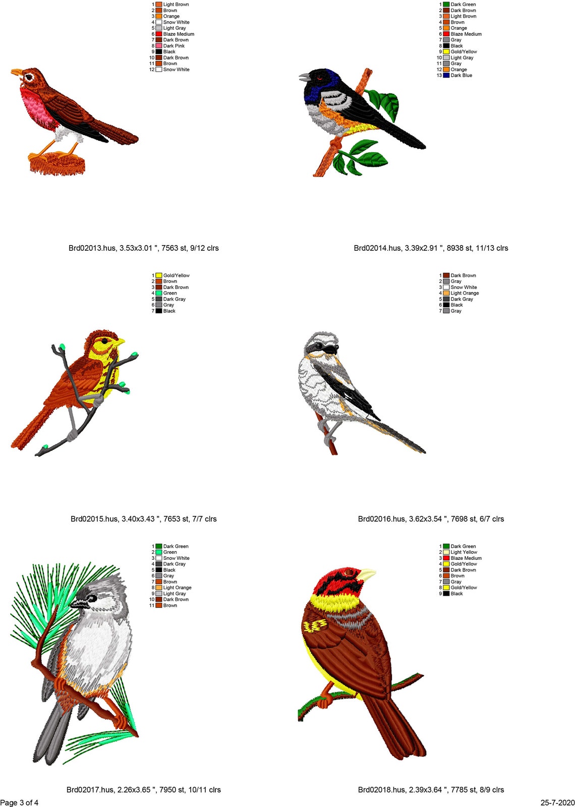 20 Song Birds Machine Embroidery Designs, Bird Embroidery Design ...