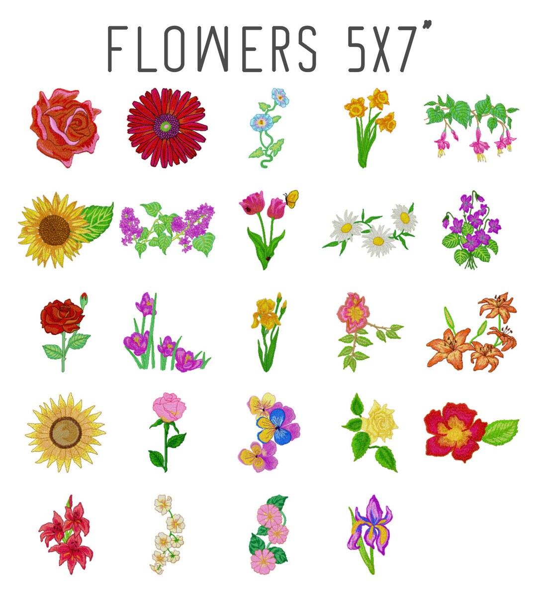 24 LARGE Flower Machine Embroidery Designs, Floral Embroidery Design ...