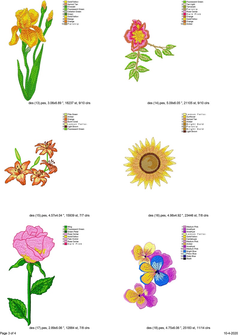 24 LARGE Flower machine embroidery designs floral embroidery | Etsy