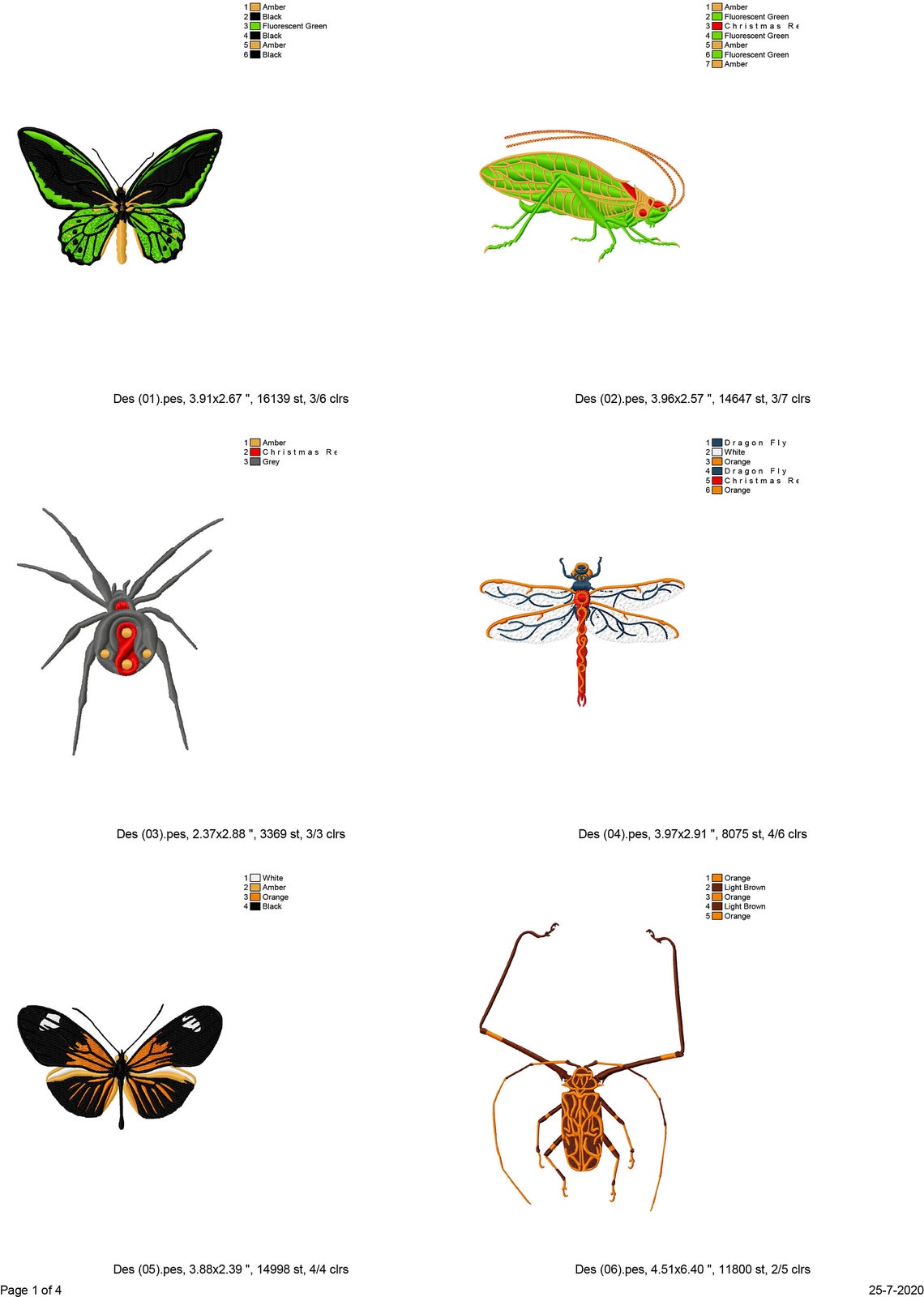 22 Insects Machine Embroidery Designs, Animal Embroidery Pattern ...