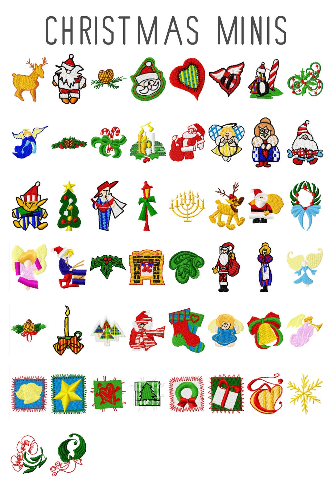 50 MINI Christmas Machine Embroidery Designs, Holiday Embroidery ...
