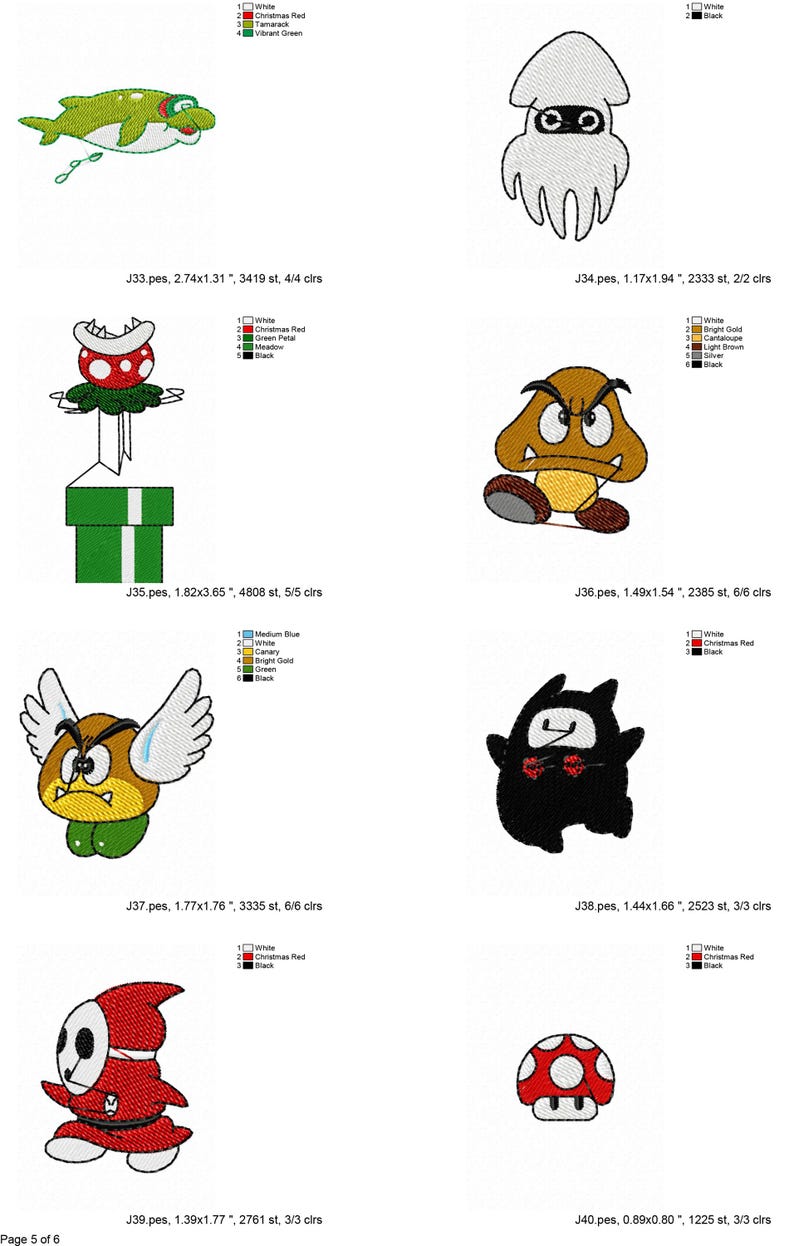44 Super Mario Embroidery Designs,luigi Embroidery Pattern, Princess ...