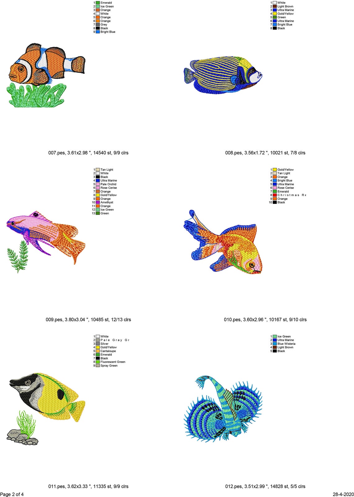 20 Tropical Fish Machine Embroidery Designs Fish Embroidery - Etsy