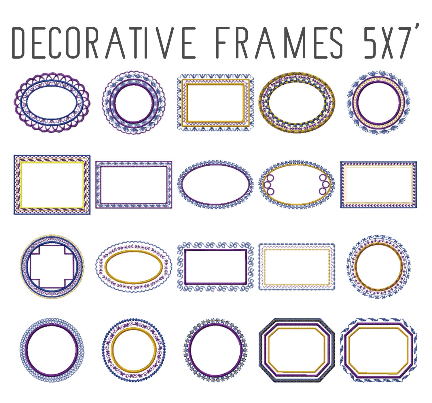 20 Decorative Frame Machine Embroidery Designs, Large Border Embroidery ...