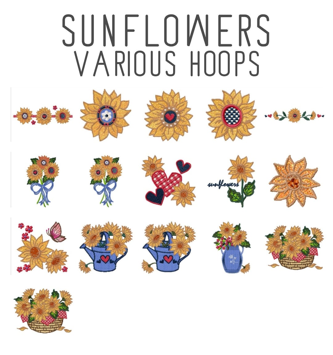 16 Sunflower Machine Embroidery Designs, Floral Embroidery Pattern ...