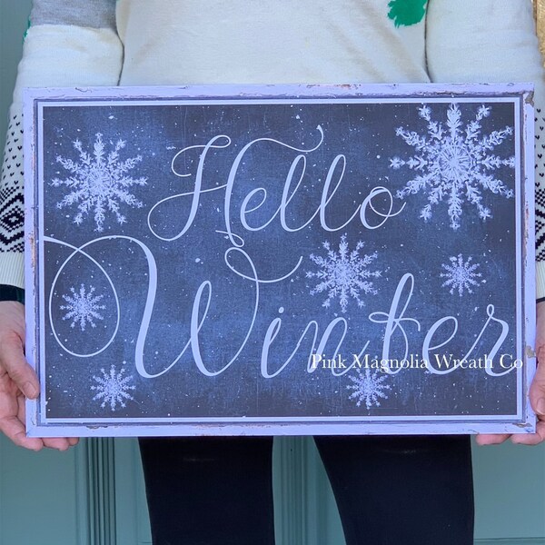 Hello Winter Sign - Etsy