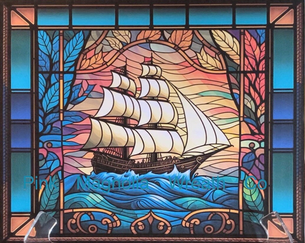 Faux Stained Glass Ship Sign - Etsy