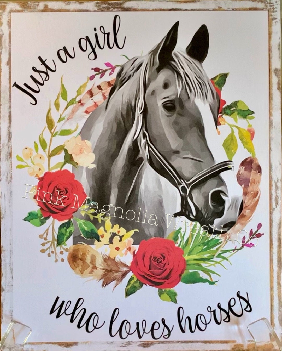 Black Horse With Red Roses Sign - Etsy
