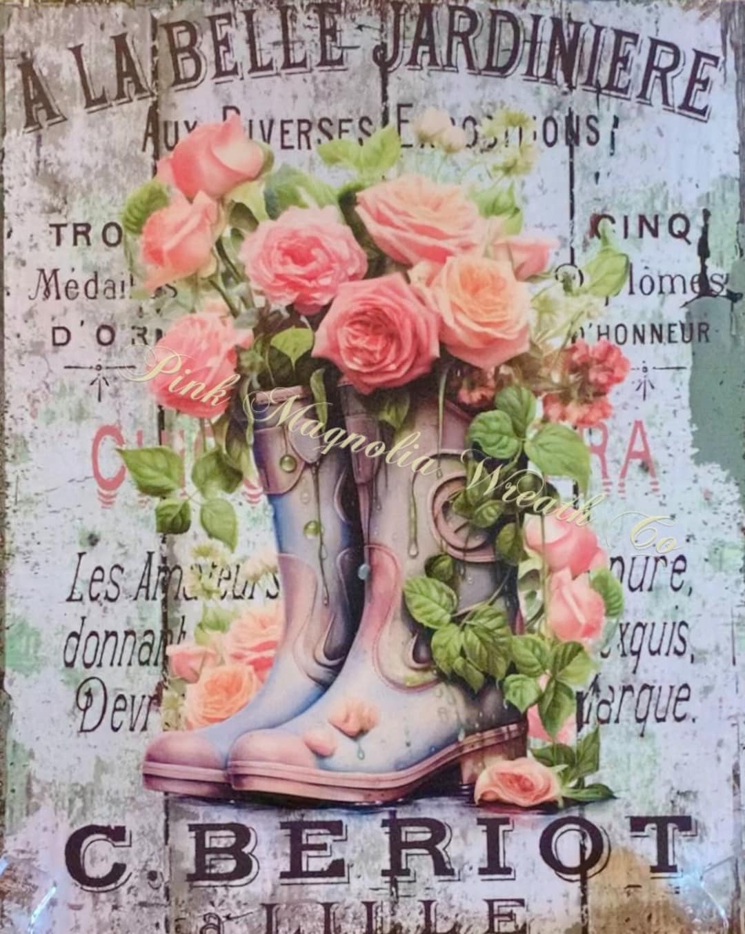 Rain Boots With Roses Sign - Etsy