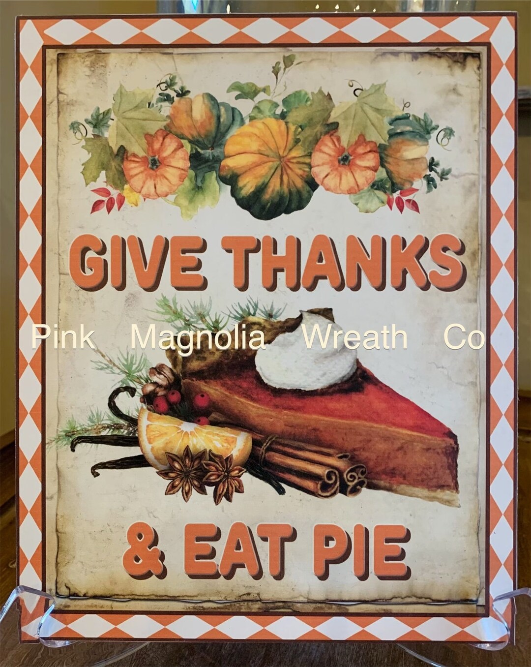 Give Thanks Eat Pie Sign - Etsy