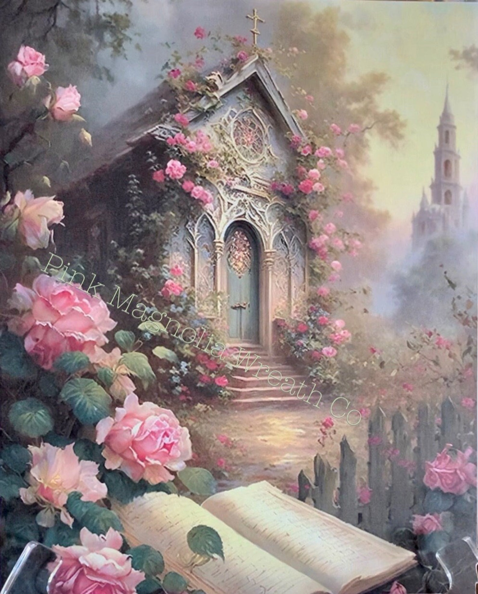 Church With Roses Sign - Etsy