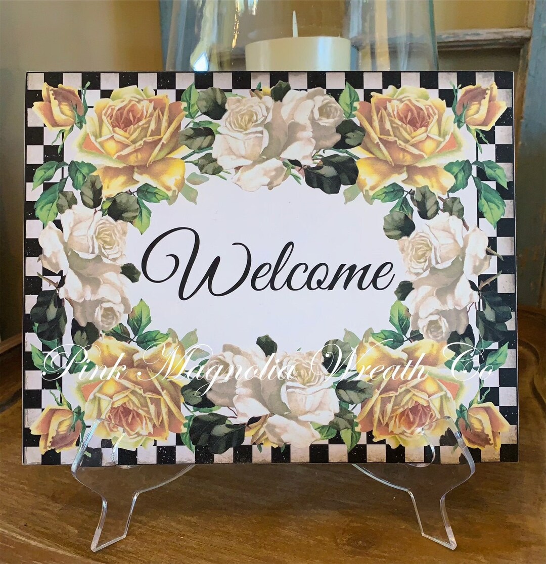 Yellow Rose Welcome Sign - Etsy