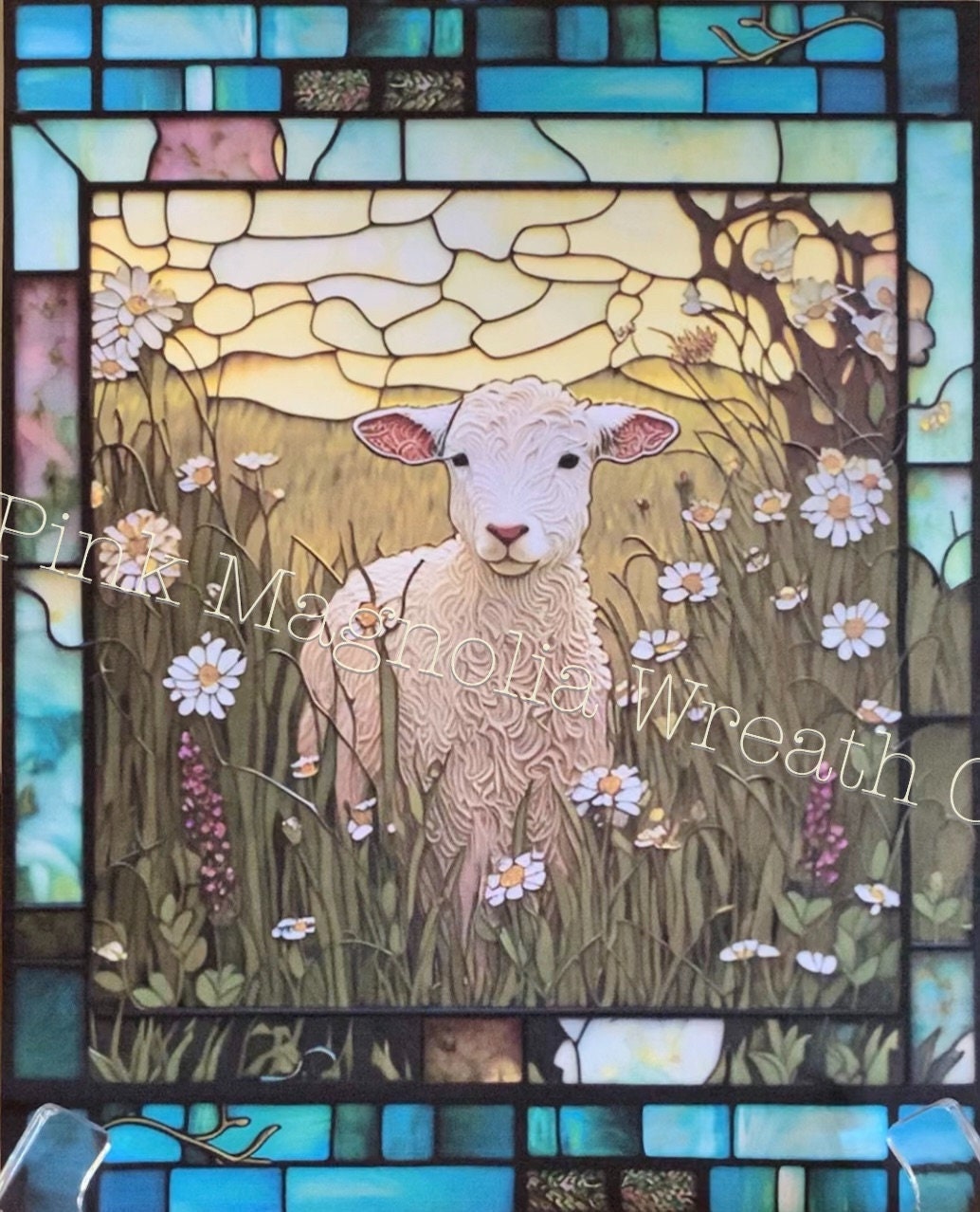 Faux Stained Glass Lamb Sign - Etsy