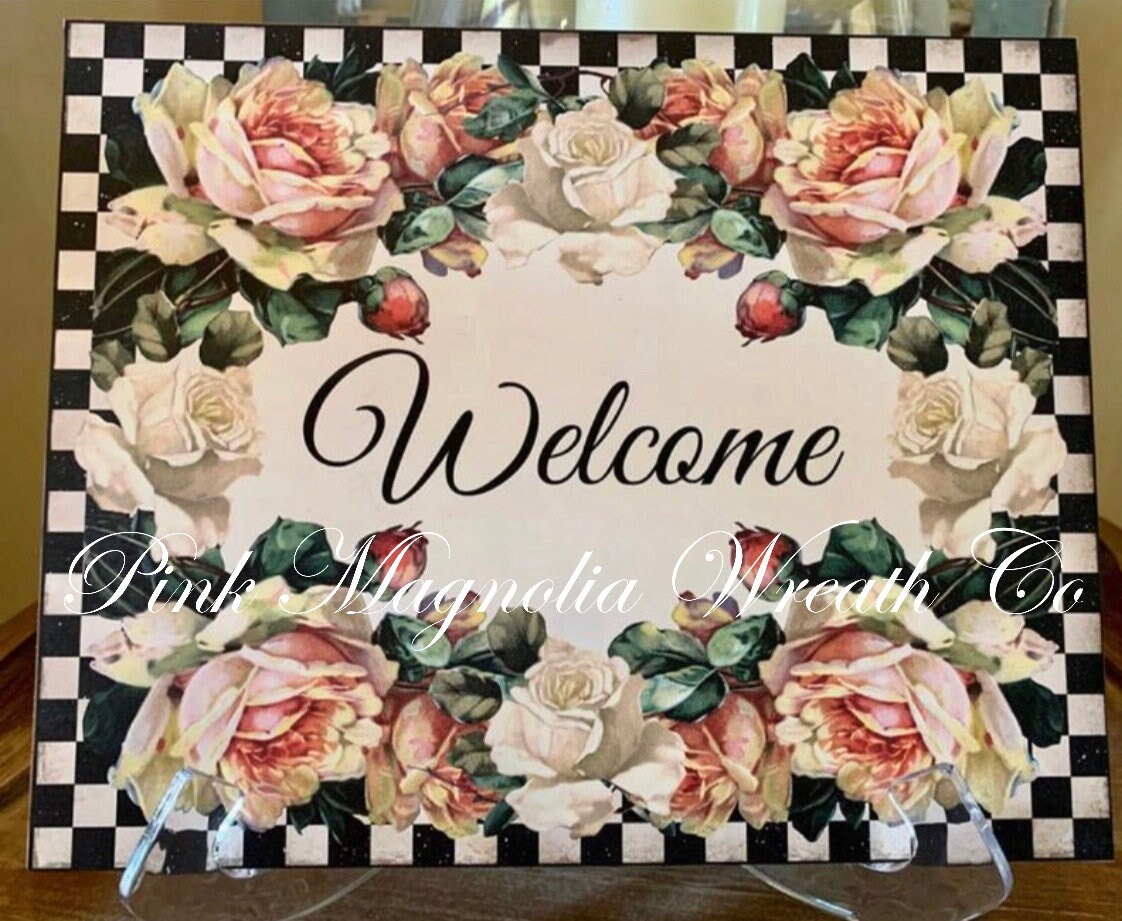 Floral welcome sign | Etsy