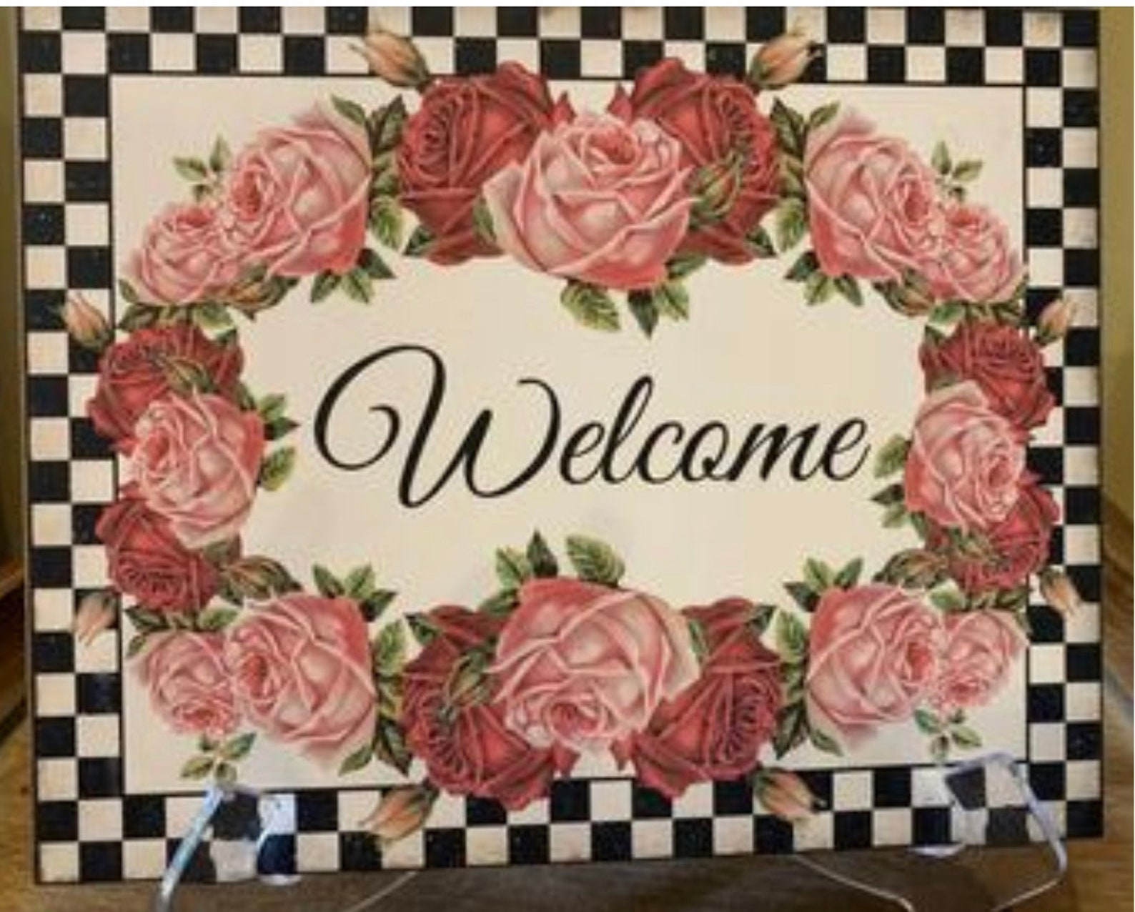 Rose Welcome Sign Etsy