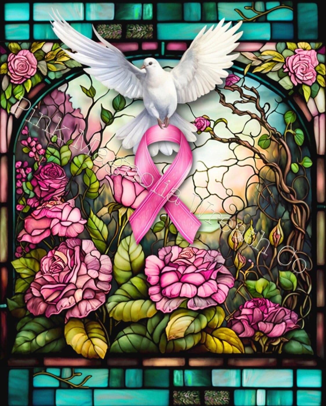 Faux Stained Glass Breast Cancer Sign - Etsy
