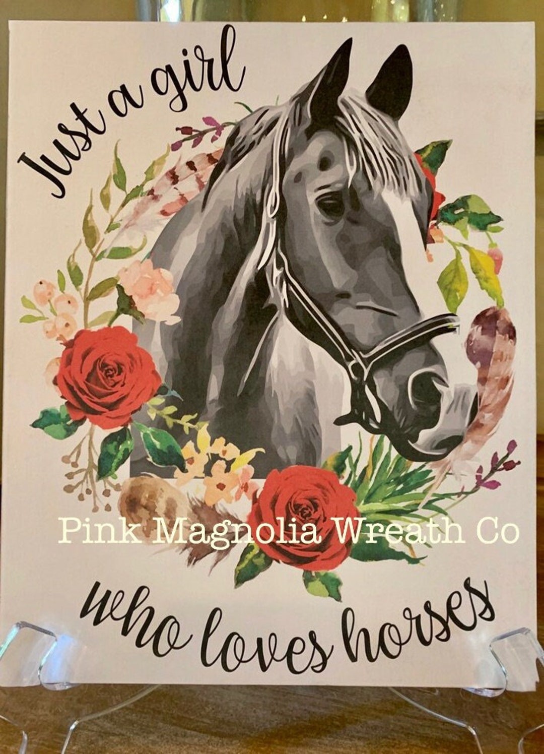 Black Horse With Red Roses Sign - Etsy