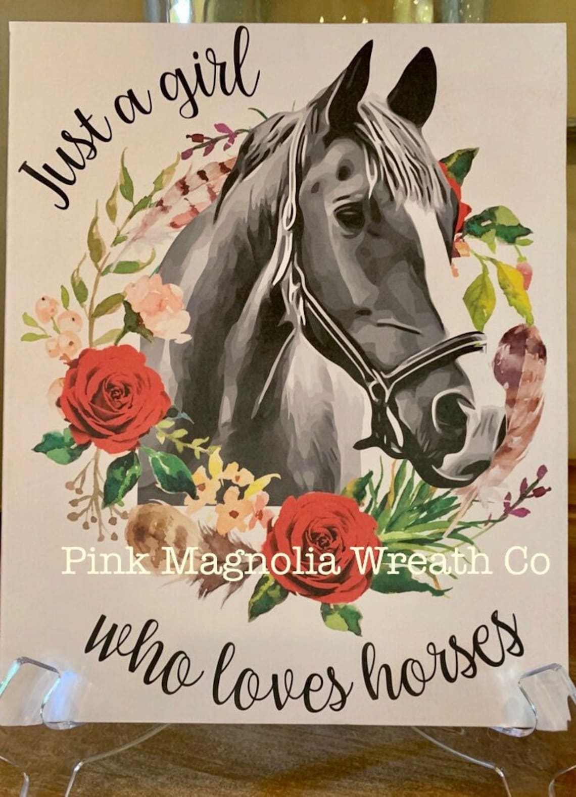 Black Horse With Red Roses Sign - Etsy