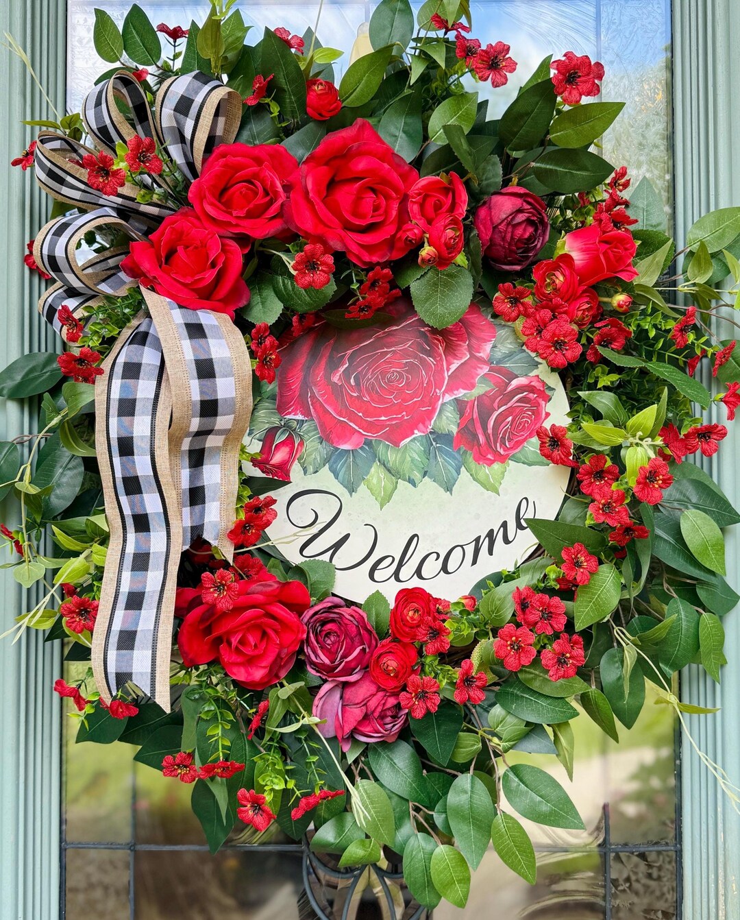 Red Rose Welcome Wreath - Etsy