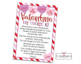 Valentine's DIY Cookie Kit Instructions Card-printable | Etsy