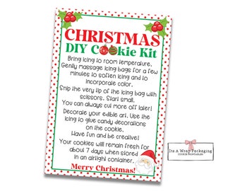 Christmas DIY Cookie Kit Instructions Card-printable 3.5 | Etsy