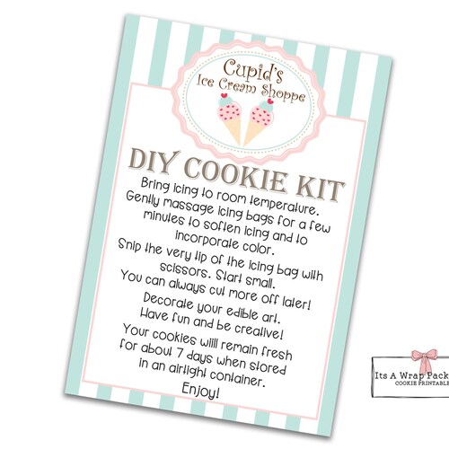 Printable Valentine's Day DIY Cookie Kit Instruction Card - Etsy