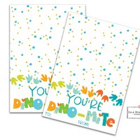 Valentine Dinomite Favor Tag Printable | Kids Classroom Vday Dinosaur ...