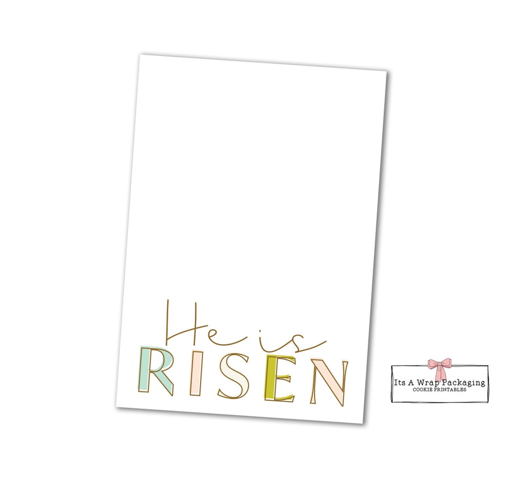 Easter Printable Cookie Card 3.5" X 5" -he is Risen Easter Cookie Card ...