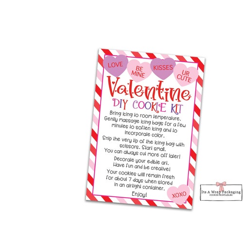 Valentine's DIY Cookie Kit Instructions Card-printable - Etsy