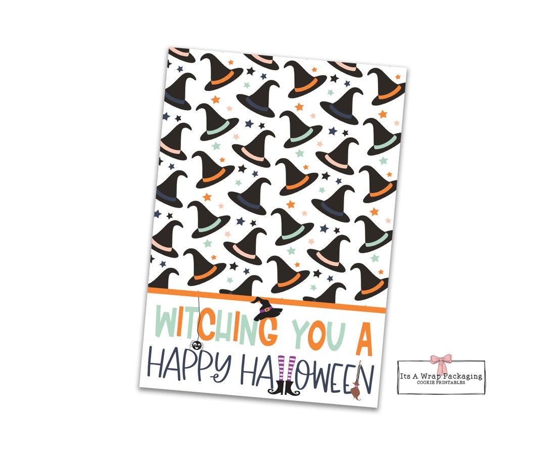 Halloween Mini Cookie Card, Printable 3.5" X 5", Witch, Trick or Treat ...