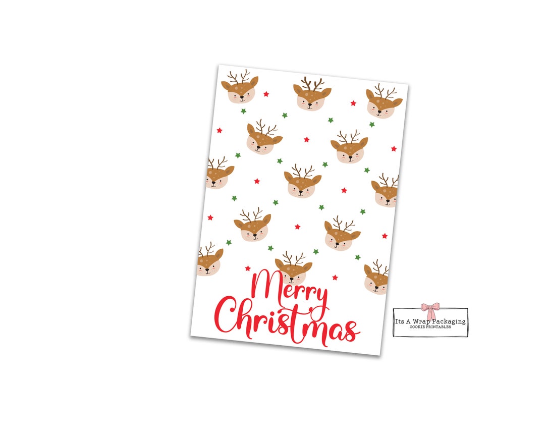 Christmas Printable Mini Cookie Card 3.5" X 5" - Cookie Packaging ...