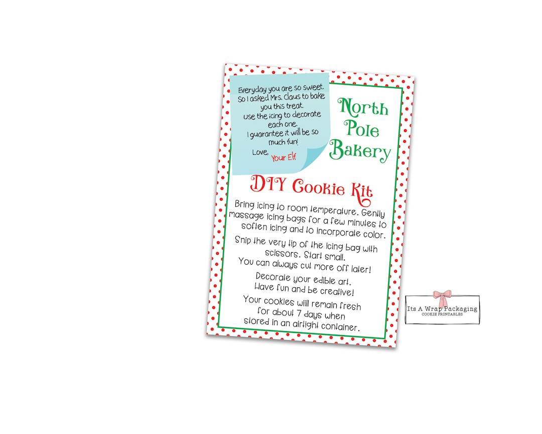 Letter From Elf DIY Cookie Printable Mini Cookie Card 3.5" X 5" - DIY ...