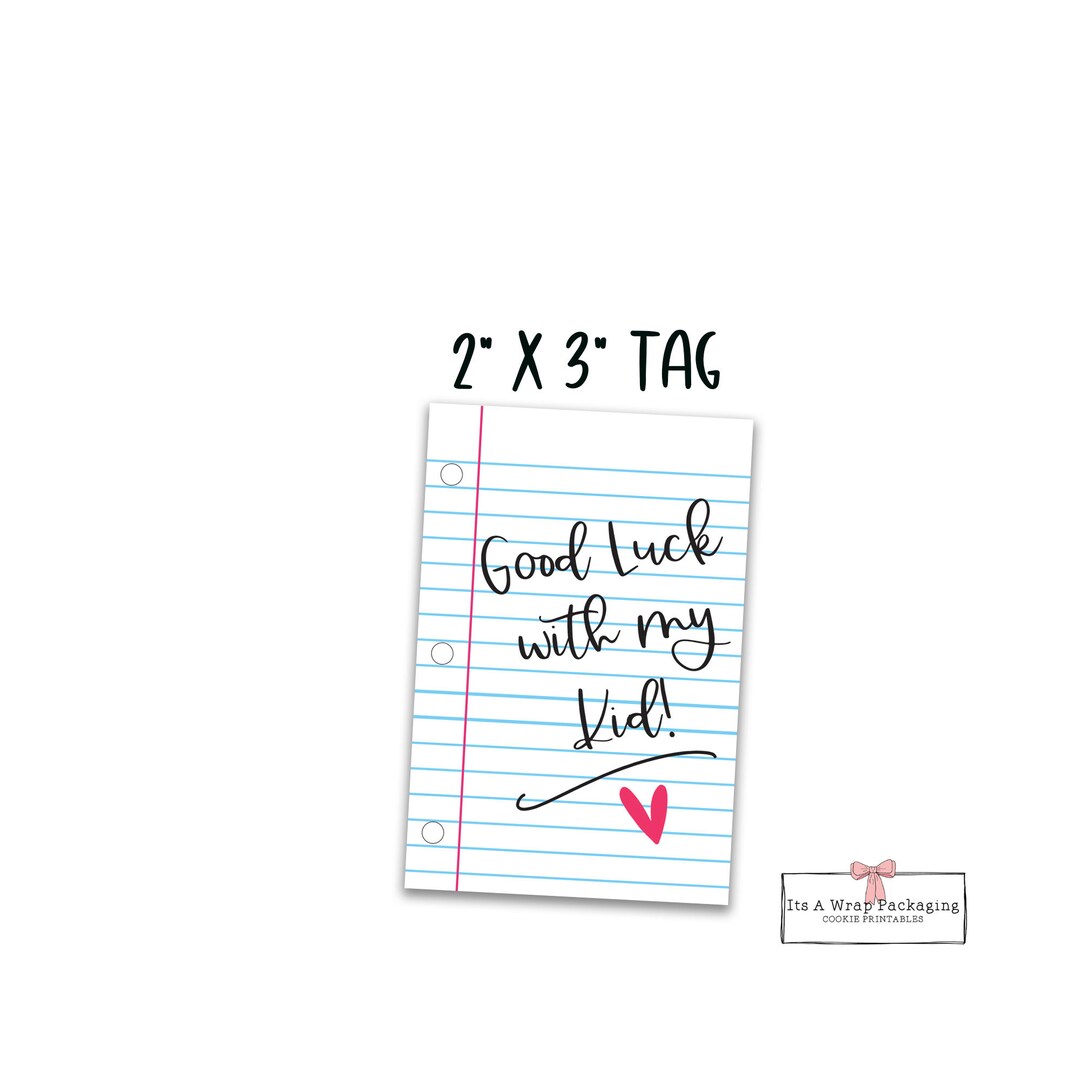 Back to School Good Luck With My Kid Printable 2 X 3 Rectangle Tag back ...