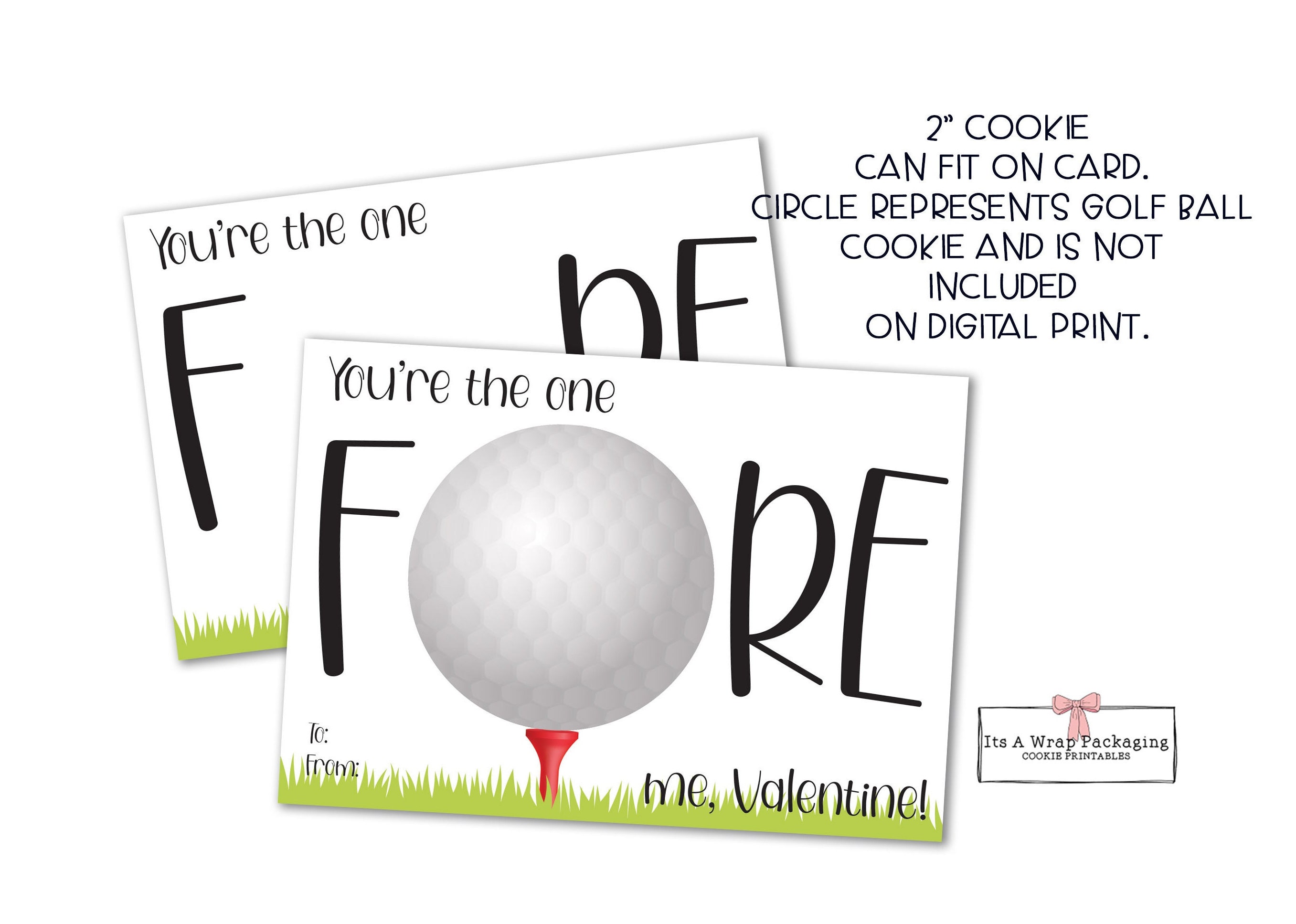 Valentines Printable Mini Cookie Card 5" X 3.5" - You're the One Fore ...